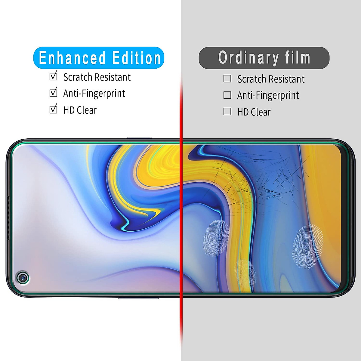 Slanku (3 Pack) Screen Protector for OnePlus Nord N100 Tempered Glass, Bubble Free, Easy to install, Anti-Scratch, Case Friendly