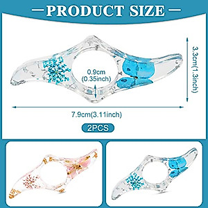 CALIDAKA 2pcs Transparent Thumb Book Page Holder Resin Book Page Holder Handmade Dried Flower Resin Thumb Ring Page Holder,Finger Bookmark Holder,for Reader Book Lover Literary(Transparent)