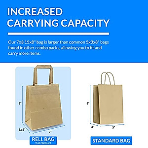 Reli. 90 Pack | Assorted Sizes Kraft Paper Bags w/ Handles | 7x3.15x8" - 8x4.5x10.25" - 10x5x13" | 30 Bags Each Size | Paper Bags Combo Pack | Retail Bags/Shopping Bags, Gift Bags