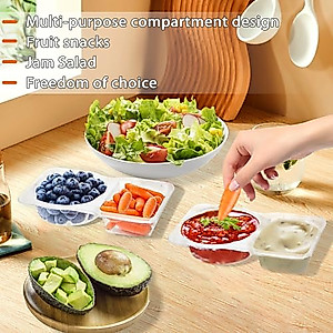 HDLYQL Double Compartment Condiment Container Double Compartment Snack Containers Double Condiment Containers with Lids for To-Go Sauce, Food Sampling, Travel Snack (25pcs)
