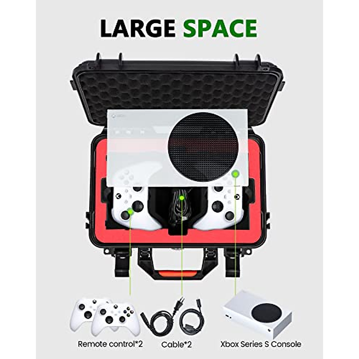 DEVASO Carrying Case for Xbox Series S, Professional Deluxe Waterproof Case Soft Lining Hard Case with Shoulder for Xbox Series S and Other Accessories Storage