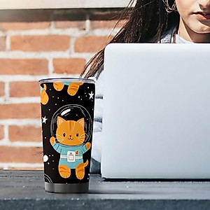 QWEUIOP 20oz Insulated Travel Coffee Mug Cute Cartoon Cats Stainless Steel Tumbler with Lid Double Wall Vacuum Coffee Cup For Hot and Cold Drinks14089