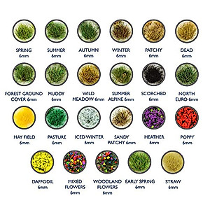 War World Scenics Self Adhesive Static Grass Tufts x 100 – Summer Alpine, 6mm – Model Railway Wargame Scenery Railroad Modelling Diorama Miniature Hobby Tabletop