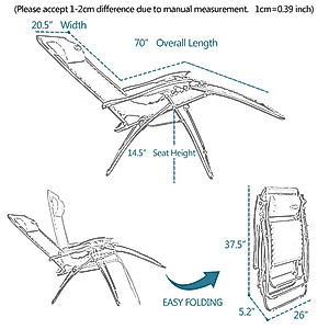 VINGLI Upgraded Zero Gravity Chair Set of 2 Lounge Outdoor Chairs with Trays and Pillows, Folding Patio Recliner Chairs for Backyard Poolside Garden