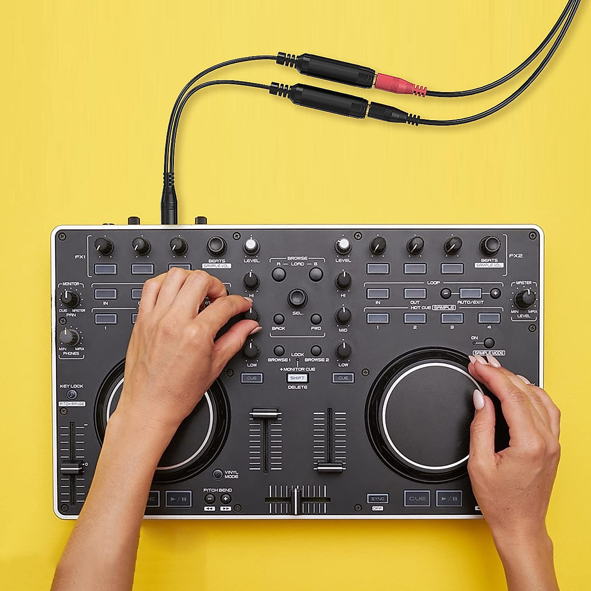 1/4 Splitter, 2 Pack 6.35mm TRS Stereo Headphone Male to 2 Female Splitter Cable, Quarter Inch Y Splitter Adapter UIInosoo for Headphone, Speaker, Guitar, Amplifiers, Mixer, 6 inch