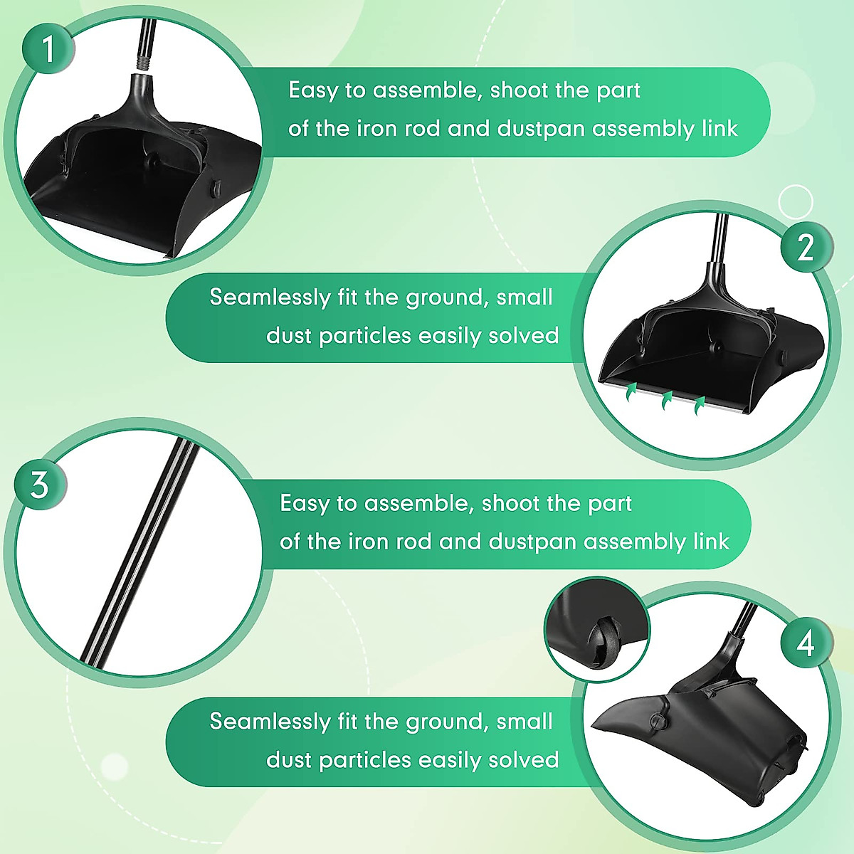 Weewooday 8 Pieces Commercial Lobby Dustpan Plastic Upright Dust Pan with Long Handle Metal Upright Dustpan Heavy Duty for Restaurants Commercial Lobby Garage Home and Outdoors Use