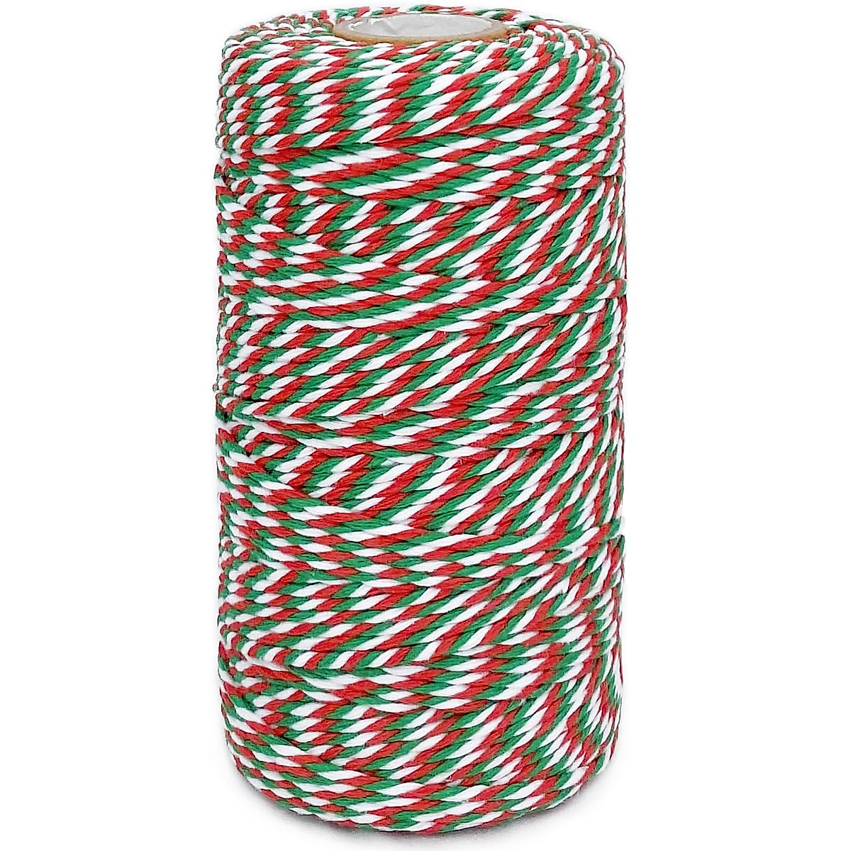 Cotton Twine Green Red and White Baker String 2mm Thick 328 Feet Christmas Twine for Gift Wrapping DIY Crafts Home Decoration Gardening