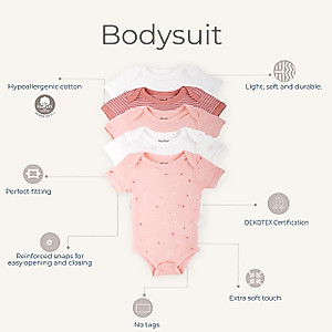 3 pack baby Bodysuit I Breathable & Comfort I White short and long sleeve Bodysuit I 6 months old baby I 100% Hypoallergenic cotton. (set de 3 palañeros en algodón)