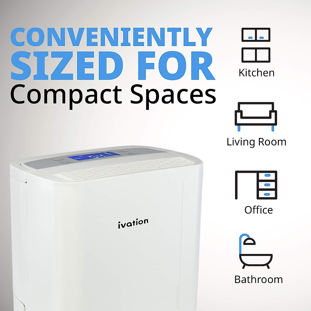 Ivation 14.7 Pint Compressor Dehumidifier – Small and Compact with Continuous Drain Hose for Smaller Spaces, Bathroom, Attic, Crawlspace and Closets - for Spaces Up to 320 Sq/Ft