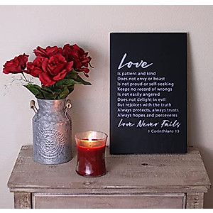 1 Corinthians 13 4-8 Scripture Wall Art 14x9 Wood Sign. Love is Patient Love is Kind Love Never Fails Bible Verse Wall Decor. Christian Modern Farmhouse Religious Home Decor Plaque for Living Room.