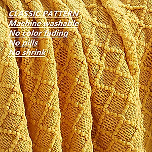 CREVENT Knitted Decorative Throw Blanket for Couch Sofa Chair Bed，Soft Warm Cozy Light Weight for Spring Summer (50''X60'' Mustard Yellow)