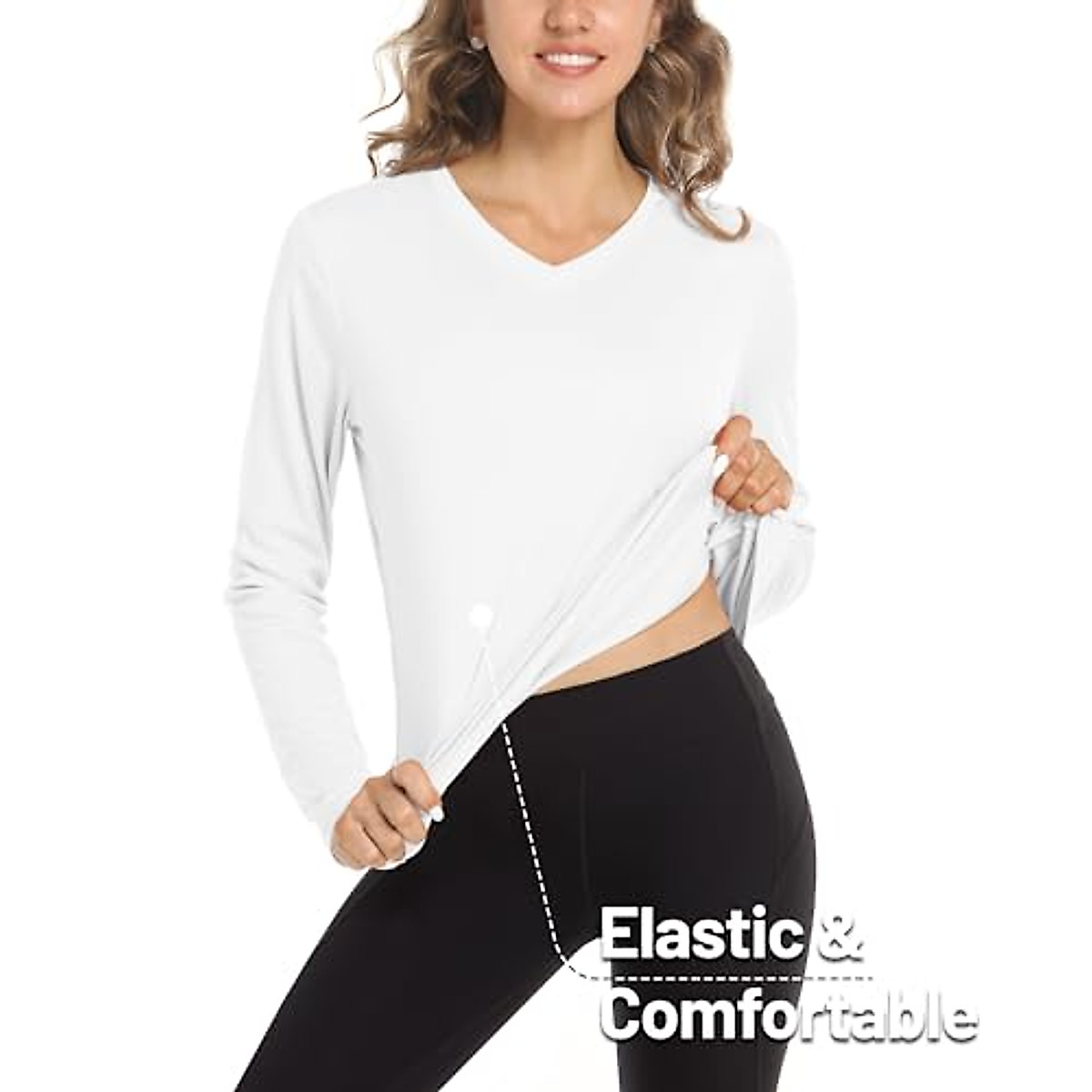 MAGCOMSEN Women's UPF 50+ Long Sleeve Tops Dry Fit UV Protection Shirts Sweat Wicking Athletic Tees for Summer White, M