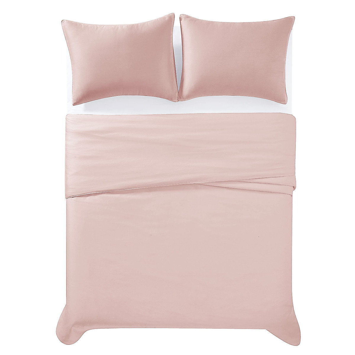 Christian Siriano NY - 300 TC Twin 2 Piece Duvet and Pillowcase Set - Cotton Sateen Collection - Blush