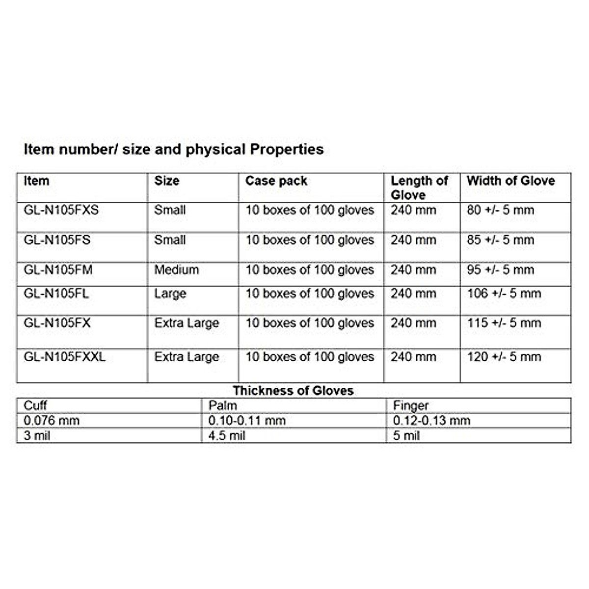 Hospeco ProWorks GrizzlyNite GL-N105FL Exam Grade Nitrile Glove, Powder Free, Disposable, 9.5" Length, 4.3 mil Thick, Large (Pack of 100),Black
