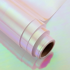 MAYPLUSS Pink Wrapping Paper Roll - 17Inch X 32.8Feet - Luxury Shiny Holographic Iridescent Girl Fairy Gift Wrap Present Paper for Birthday Wedding Bridal Shower Valentine's Day Mother's Day
