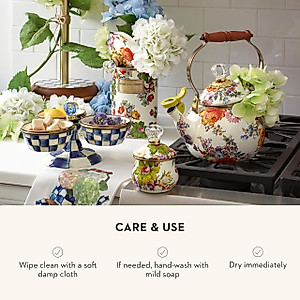 MACKENZIE-CHILDS Large Enamel Canister, Kitchen Storage Container for Flour and Sugar, 1.89 Liters, White Flower Market