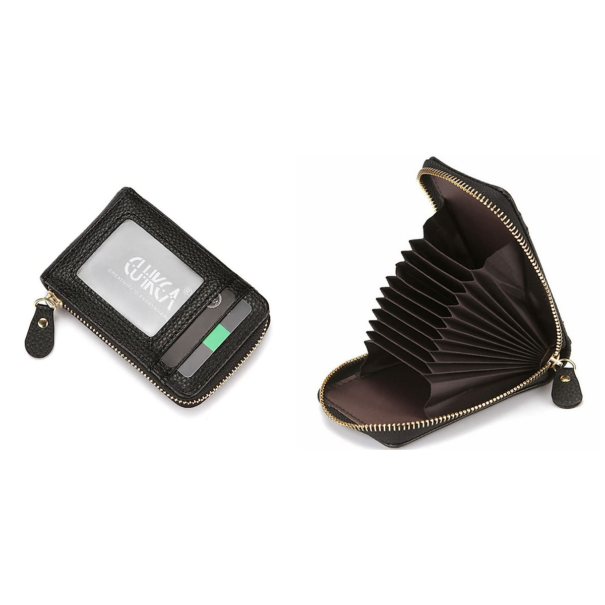 qqee Wallet Credit Card Wallet Zipper Small Wallet RFID Blocking Wallet Both Men and Women Can Use