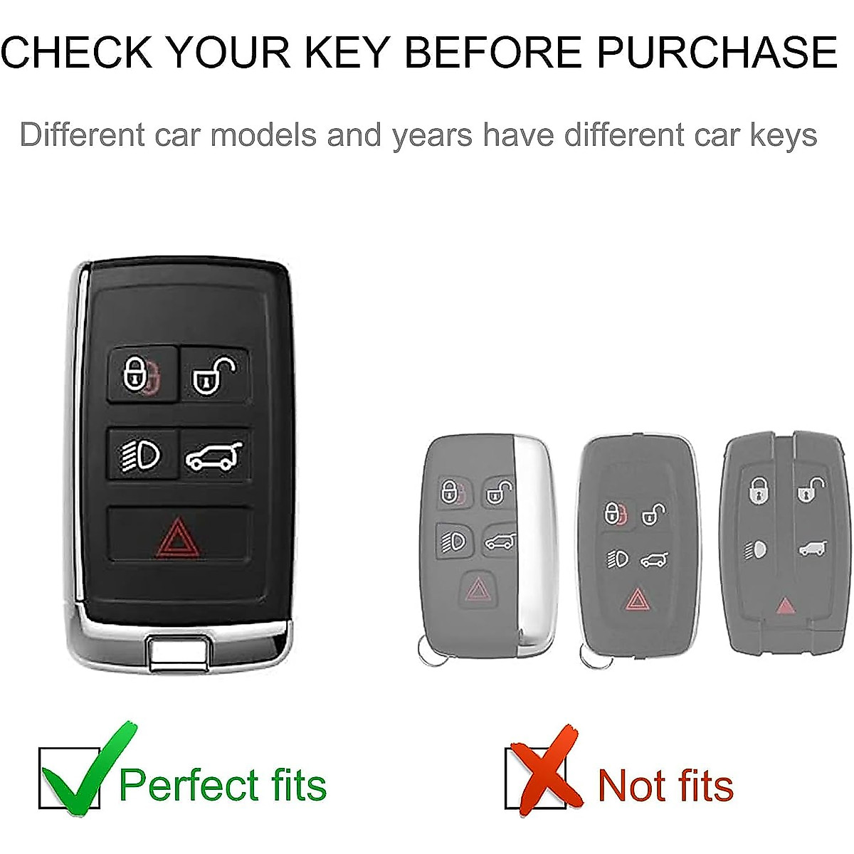 YOCSGCP For Range Rover 4D genuine leather Key Fob Cover with Zinc alloy Keychain Key Shell Compatible with 2018-2023 Range Rover Sport Evoque Velar Discovery Smart Remote Key