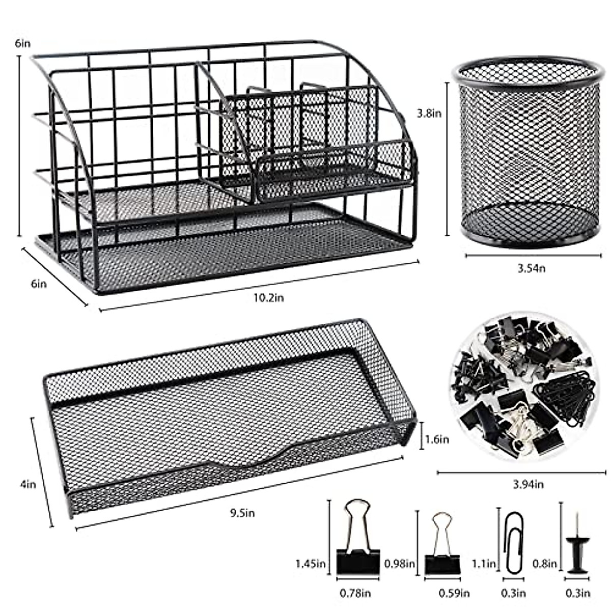 vedett Desk Organizer and Accessories Set for All Desk, Office Supplies Organizer with 6 Compartments + Pen Holder / 72 Accessories, for Aldult and Chlidren（Large）
