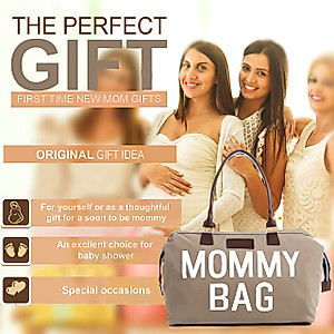 CHQEL Mommy Diaper Bag - Large Travel Bag for Hospital & Baby Care (Beige)
