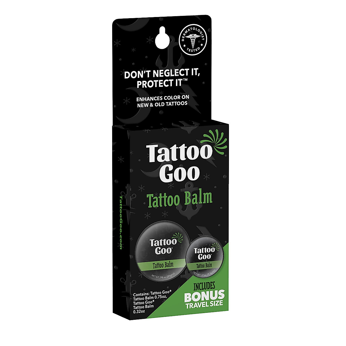 Tattoo Goo Tattoo Balm and Travel Size Balm Bundle, 3/4 oz & .33 oz Tin - Natural Tattoo Aftercare Balm with Beeswax and Cocoa Butter, Soothing Ointment, 2 Pack