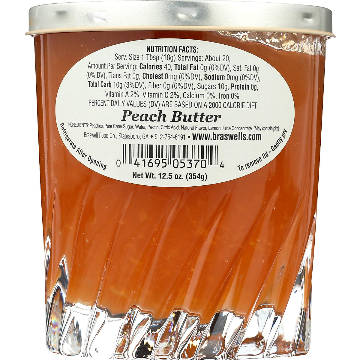BRASWELLS Peach Butter, 12.5 OZ
