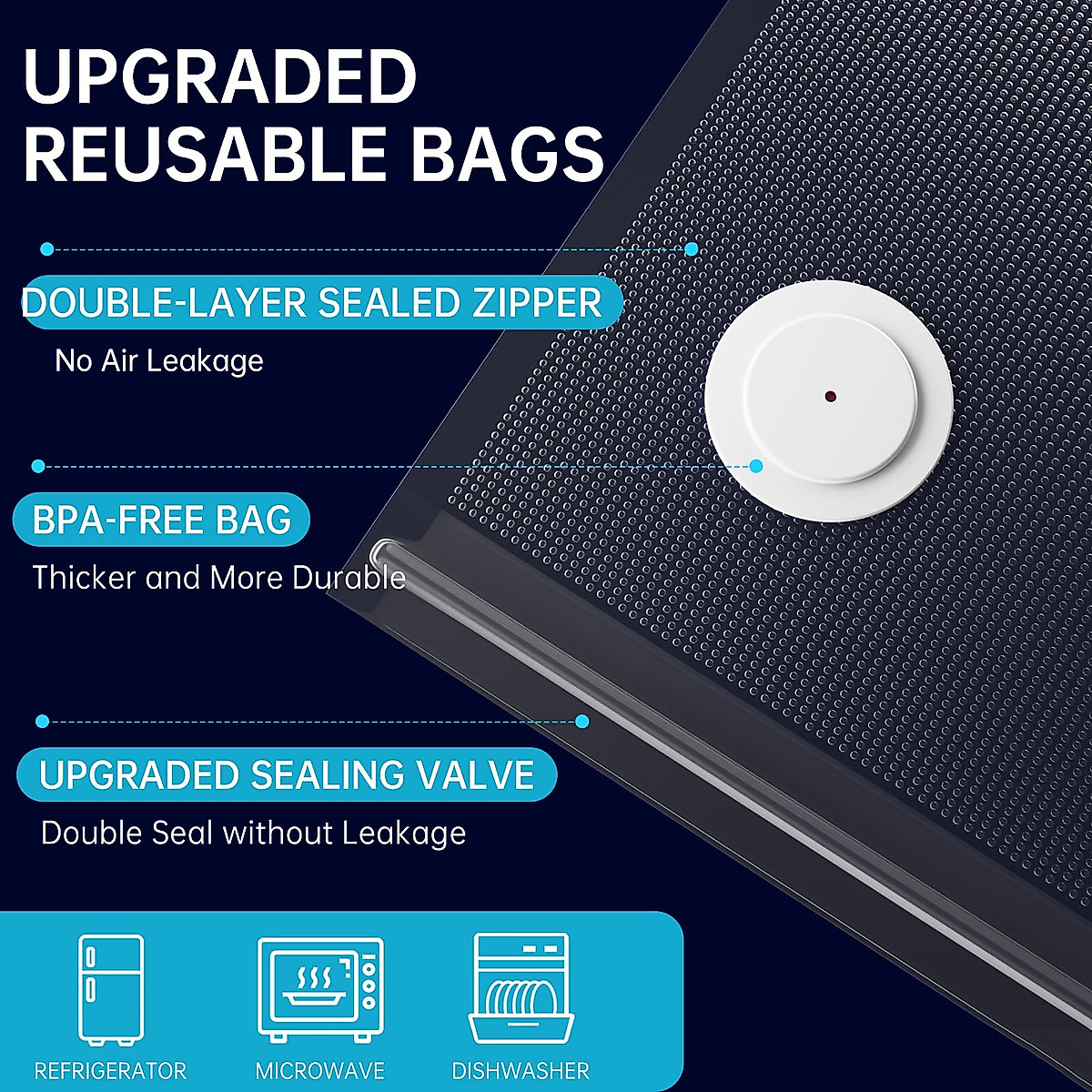 THETCHRY Vacuum Sealer, Handheld Compact Vacuum Sealer, Vacuum Pump for Food Fresh & Save Meal Prep Sous Vide, Portable Cordless Vacuum Sealer Machine for Travel, with 12 Reusable Vacuum Bags