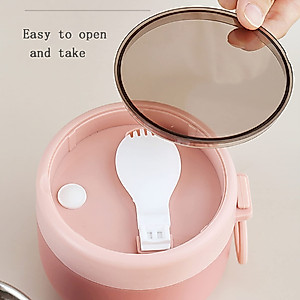 Soup Thermos Wide Mouth Insulated Food Jar Leak Proof Hot and Cold Thermos Bowl Oat Container for Kid Adult 600ML Pink