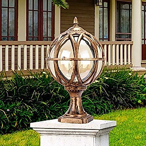 ZZYJYALG European Spherical Creative Column Headlight Outdoor Waterproof Sunscreen E27 Pillar Lamp Villa Courtyard Garden Column Lamp Home Patio Light Post Light