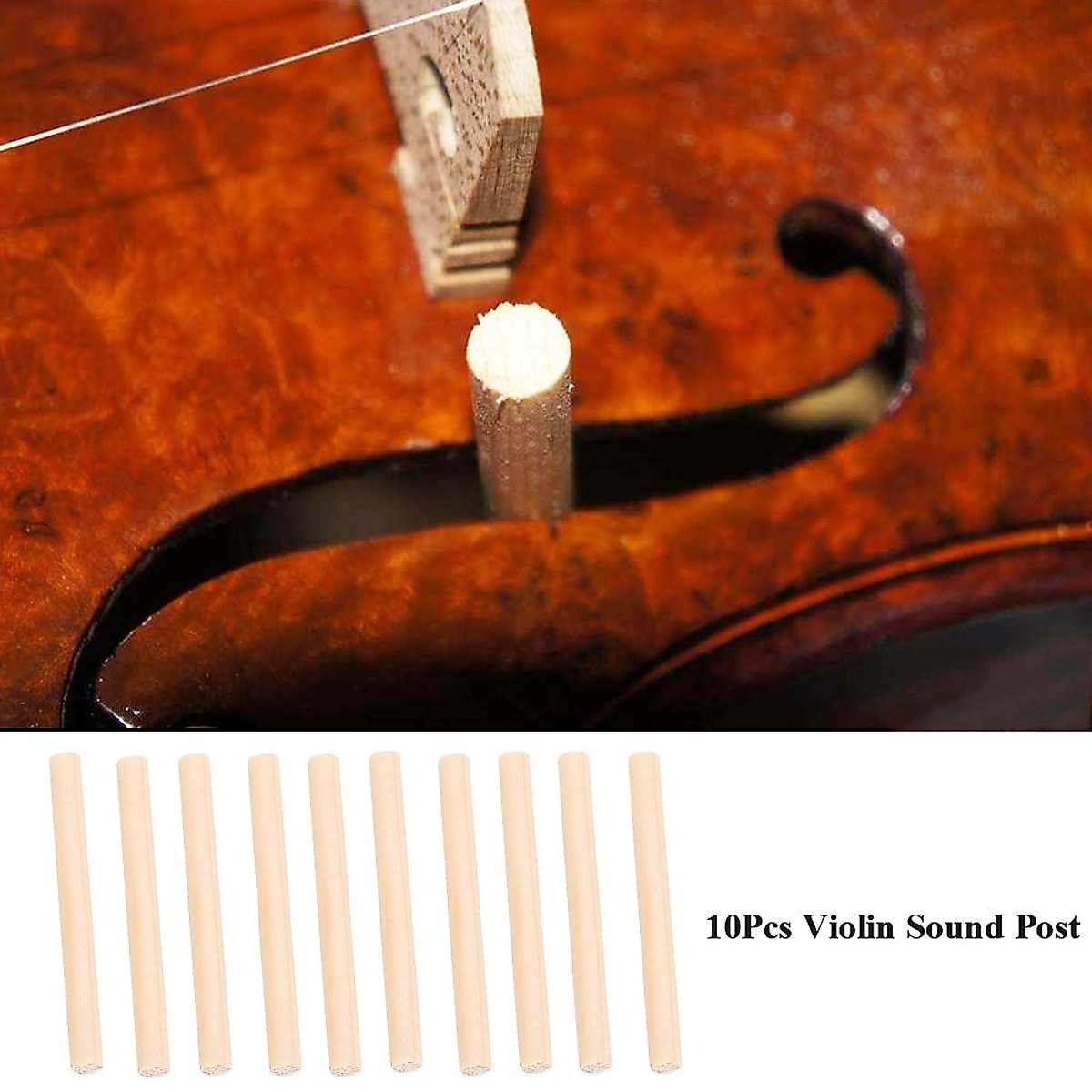 10Pcs Violin Sound Post, Violin Column Spruce Sound-post Spruce Musical Instrument Accessories for 3/4 4/4 Violins