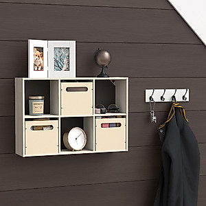 ClosetMaid 5437 Collapsible Mini Storage Bin with Two Handles, 2-Pack, Gray Wicker, Natural Linen, 2 Count