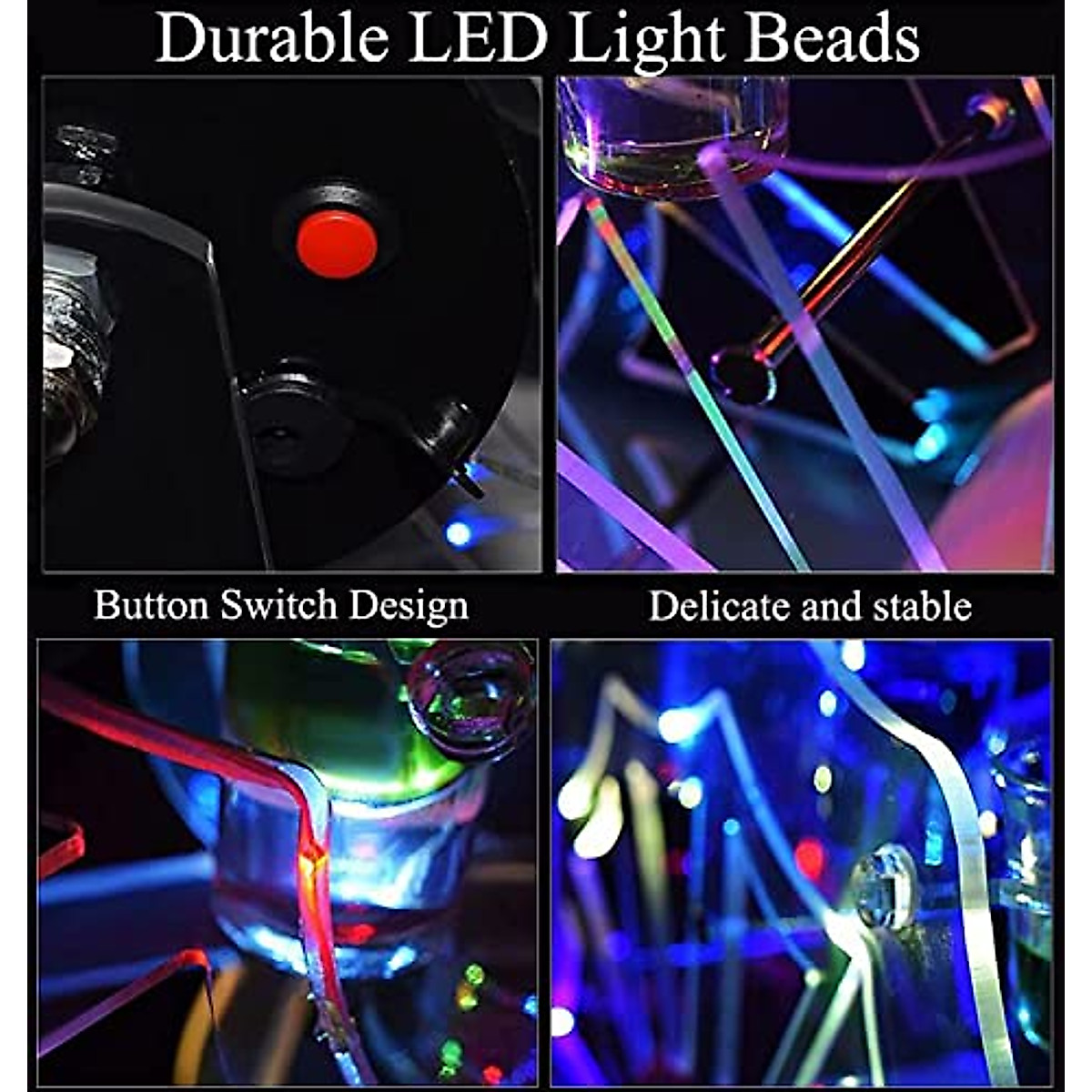 LED Neon Ferris Wheel Champagne Wine Acrylic Cup Holder, Colorful Light Spinning Stand with 12 Glasses Cups, Party Bar Drinking Tumblers Stand for Birthday, Wedding, Anniversary, 18" High