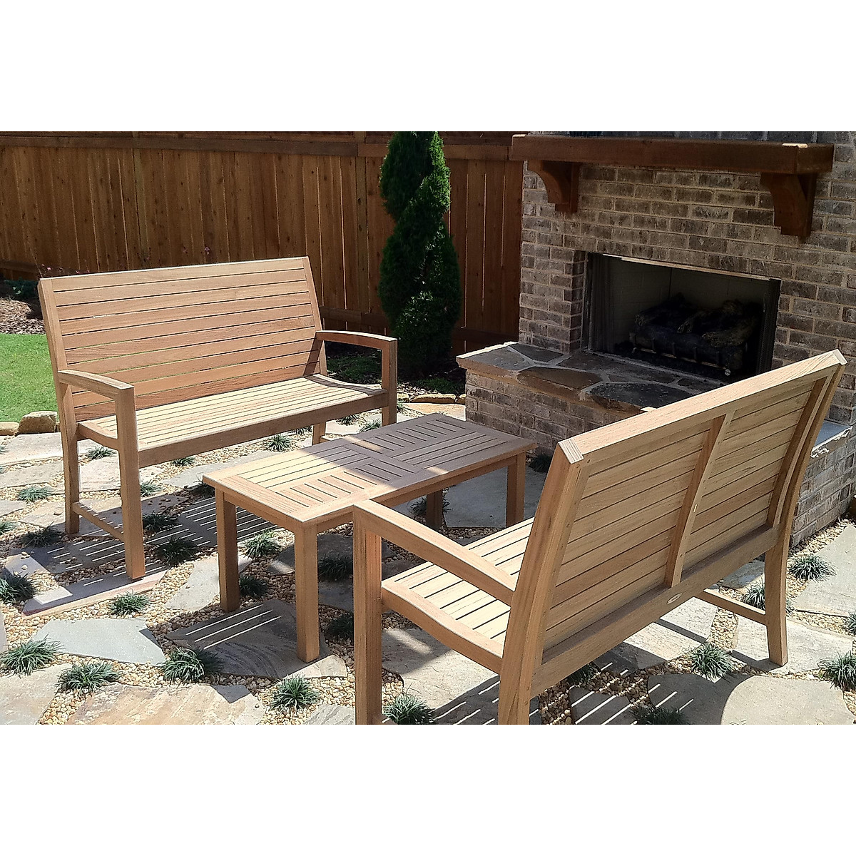 Tybee Teak Bench, Natural, 4'