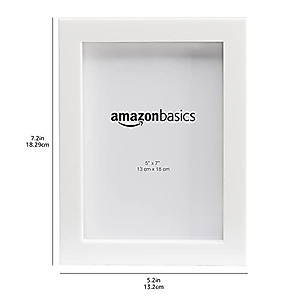 Amazon Basics Photo Picture Rectangular Frame, 5" x 7", White, Pack of 5