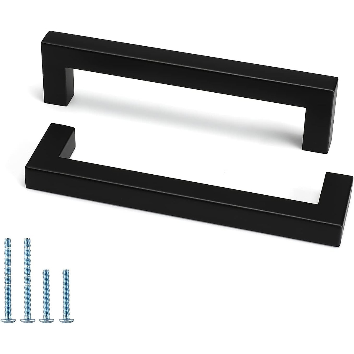 Goldenwarm 30 Pack Black Square Bar Cabinet Pull Drawer Handle Stainless Steel Modern Kitchen Hardware Cabinets Cupboard, Center to Center 5in(128mm）