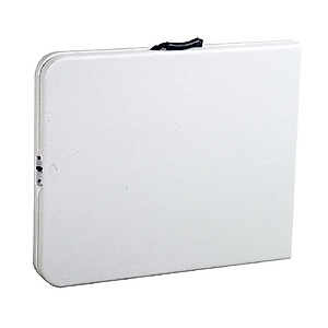 Ontario Furniture 6 Foot Plastic Folding Table - Folds in Half with Carrying Handle Rectangular - Lightweight and Portable - White Resin with Sturdy Steel Frame