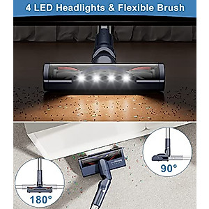 ORFELD Cordless Vacuum Cleaner - 25Kpa Stick Vacuum, 60mins Runtime Cordless Vacuum with LED Display, 6 in 1 Lightweight Deep Clean Quiet Vacuum Cleaner for Hardwood Floor Carpet Car Pet Hair