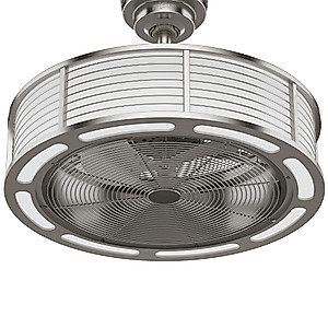 Hunter Tunley Indoor Ceiling Fan with LED Light and Wall Control, 12", Brushed Nickel