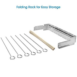 Unicook Upgraded Stainless Steel Barbecue Skewer Shish Kabob Set, 6pcs 13.5"L Skewer Sticks with Foldable Large Grill Rack, Keeps Kabobs from Sticking to the Grill Grate, 50pcs Bamboo Skewers as Bonus