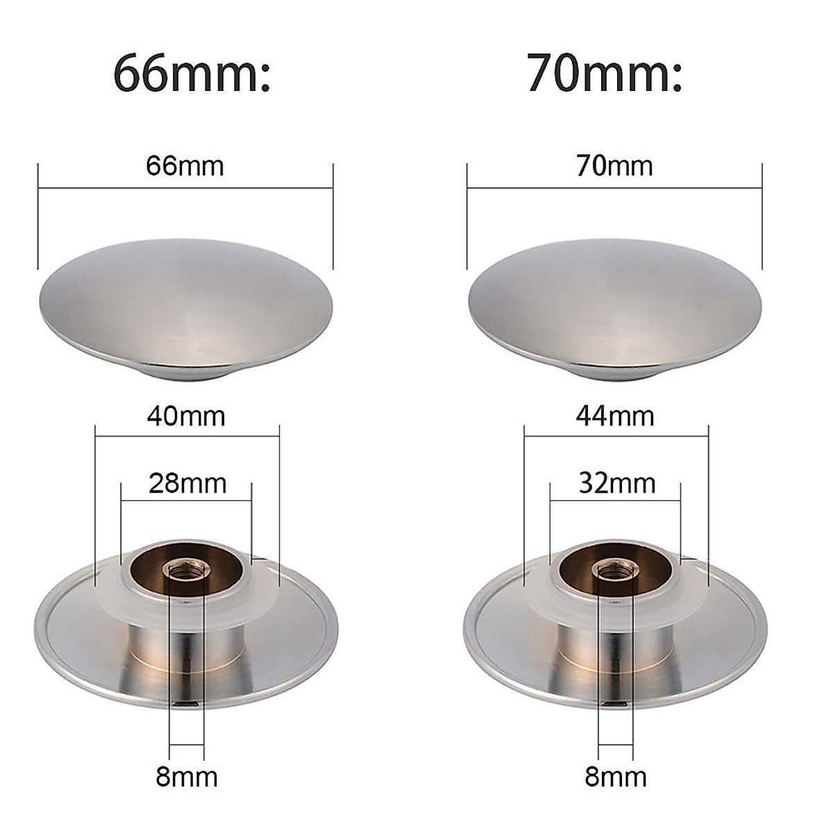 2pcs Pop Up Bathroom Sink Plug, Kitchen Bathroom Sink Drain Stopper Pop Up Click Clack Plug for Bath Vanity Sink(66mm)