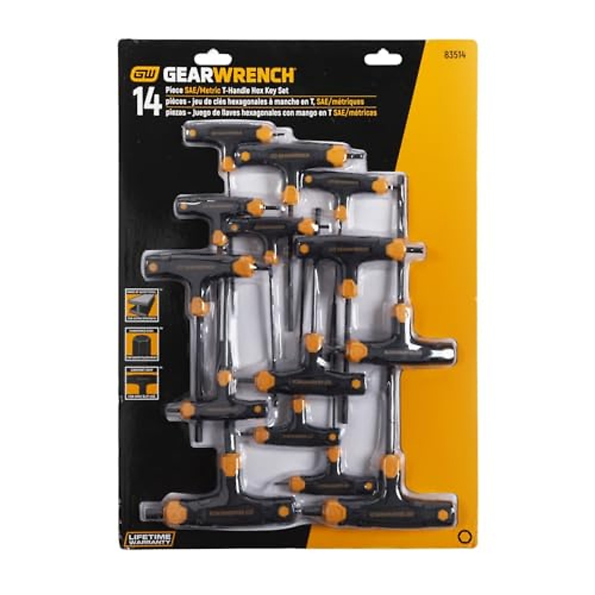 GEARWRENCH 14 Piece SAE/Metric T-Handle Hex Key Set - 83514