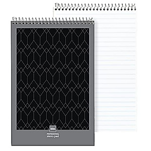 Office Depot Professional Steno Book, 6in. x 9in., Gregg Ruled, 140 Pages (70 Sheets), Black/Gray, Pack Of 4, 99523