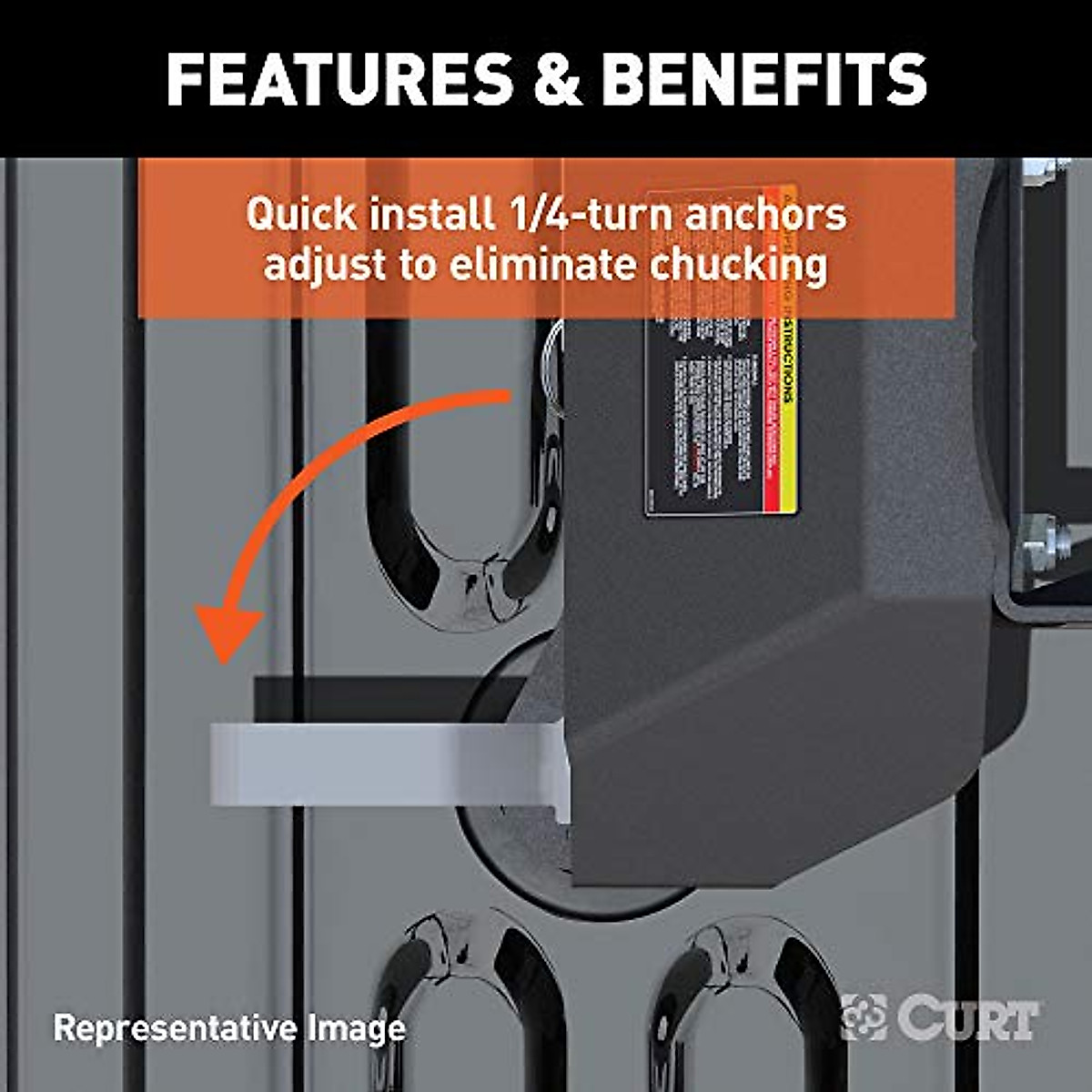 CURT 16037 Q24 5th Wheel Hitch, 24,000 lbs, Select Ford F-250, F-350, F-450, 8-Foot Bed Puck System , Black