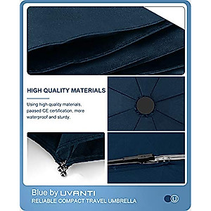 UVANTI Compact Travel Umbrella - Pocket Portable Small Mini Folding Windproof umbrella - Car Backpack Purse Automatic Umbrellas for Rain