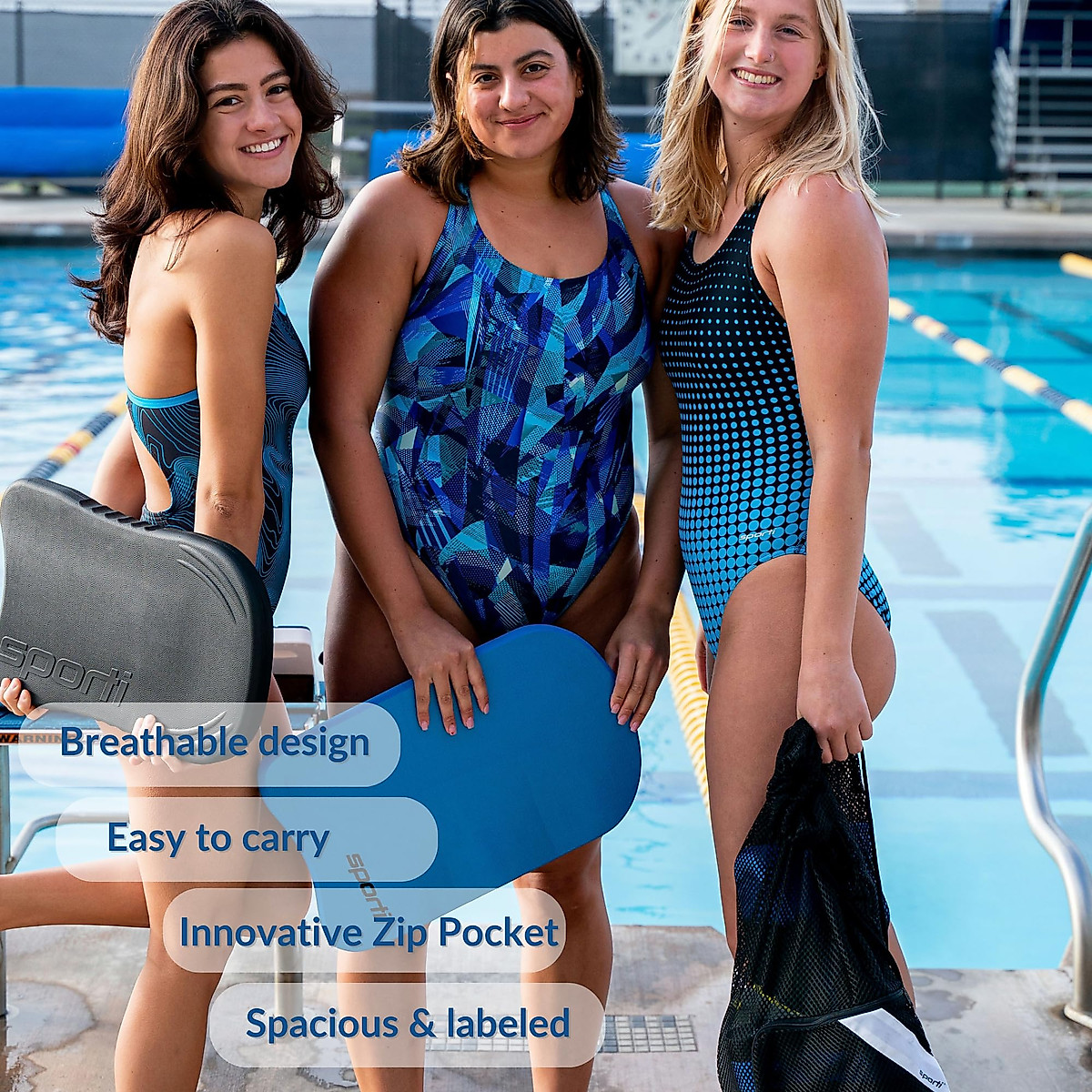 Sporti Mesh Bag with Zipper Pocket - Blue