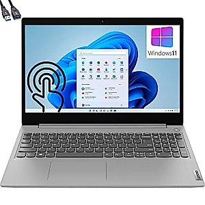 Lenovo IdeaPad 3i 15.6" Touchscreen Laptop Computer, Intel Core i3-1115G4 (Beat i5-10210U), 8GB DDR4 RAM, 512GB PCIe SSD, WiFi 6, Bluetooth 5.0, Platinum Grey, Windows 11 S, BROAG Extension Cable