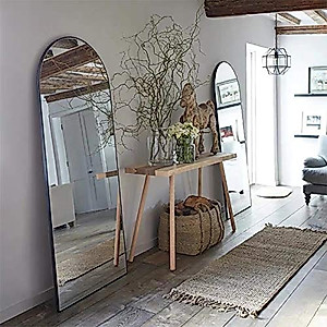 TinyTimes 65''x22'' Arched Full Length Mirror, Floor Mirror with Stand, Full Body Mirror, Arched Wall Mirror, Modern & Contemporary Full Length Mirror with Wood Frame - Black