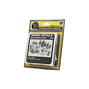 Woodland Scenics HO Scale Scenic Details Crates, Barrels, and Sacks