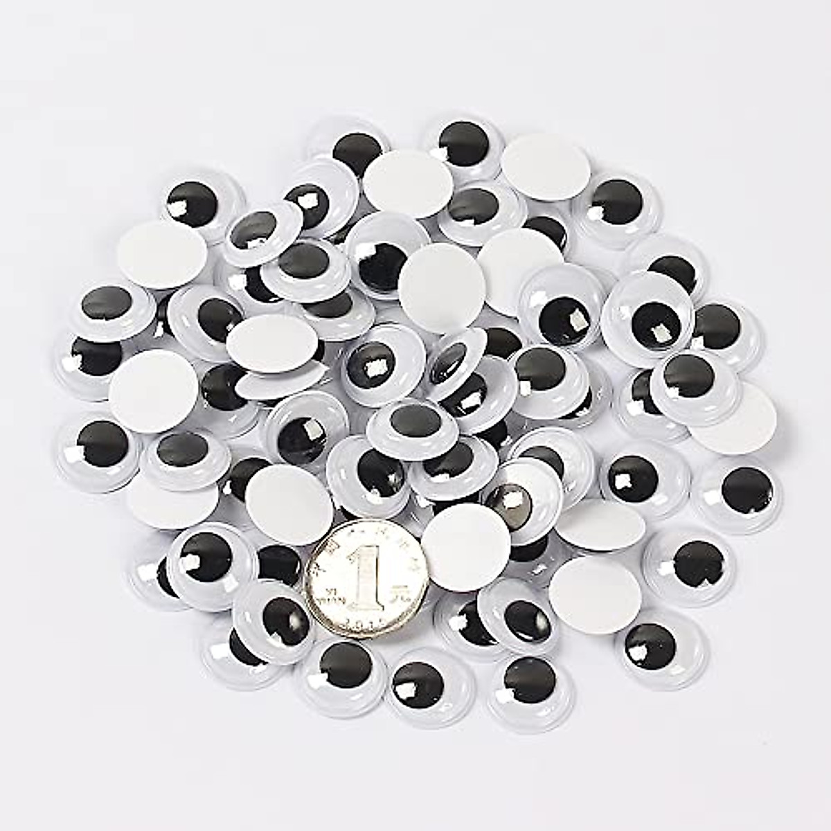 200 Pieces DIY Wiggly Googly Eyes Black White Self-Adhesive Doll Eye Movable Simulation Animal Eyeball Craft Supplies (8mm)