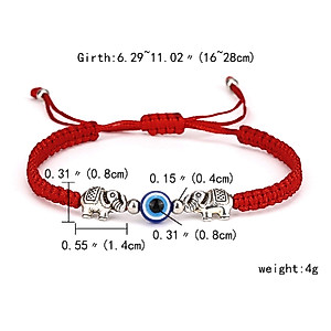 ZYJLM Evil Eye Bracelet Cute Mexican Lucky Protection Bracelets Pack Boho Handmade Braided Adjustable String Elephant Beaded Stacked Braceket for Women Men